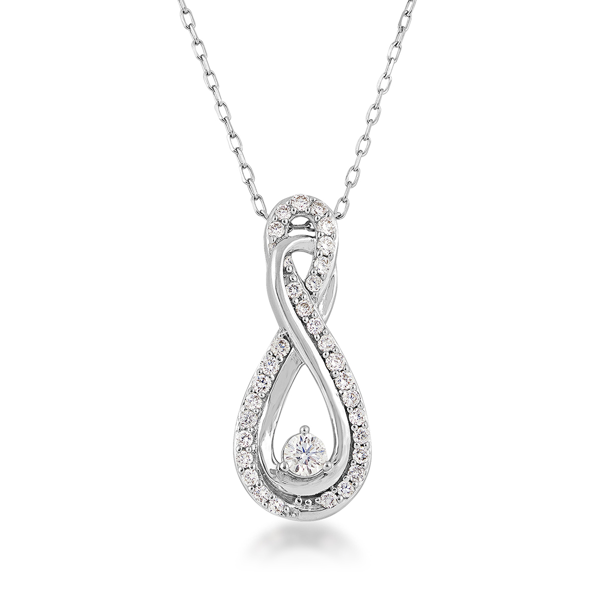 Infinite Love 1/4 ct. tw. Diamond Infinity Ring in 10K White & Pink ...
