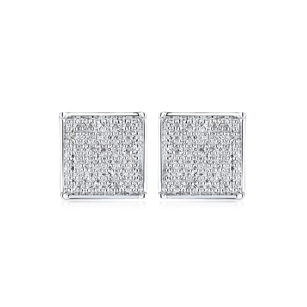 1/5 ct. tw. Men's Diamond Square Cluster Earrings in 10K White Gold ...