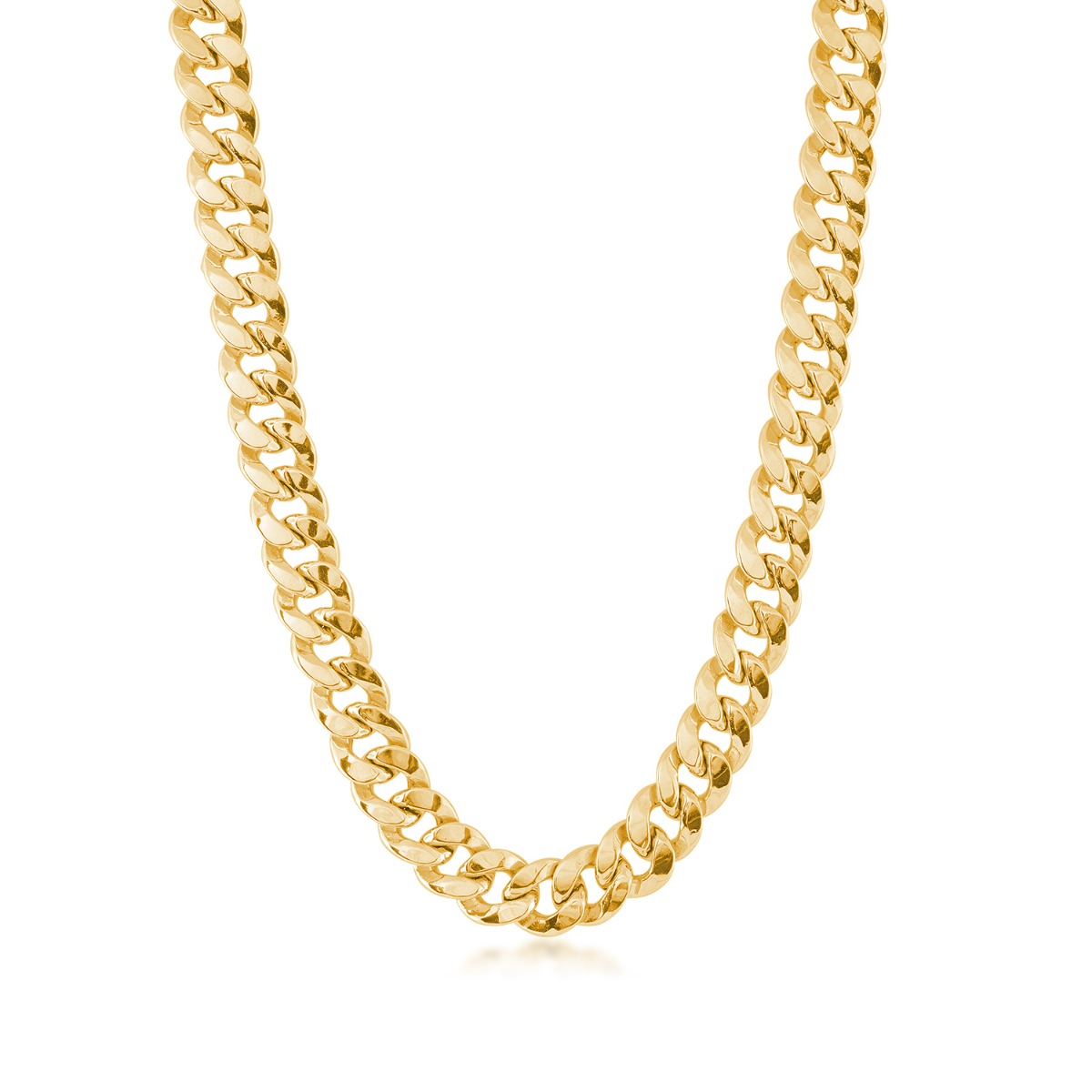 7.3mm 22" Semi-Solid Miami Cuban Chain in 10K Yellow Gold - Riddle's ...