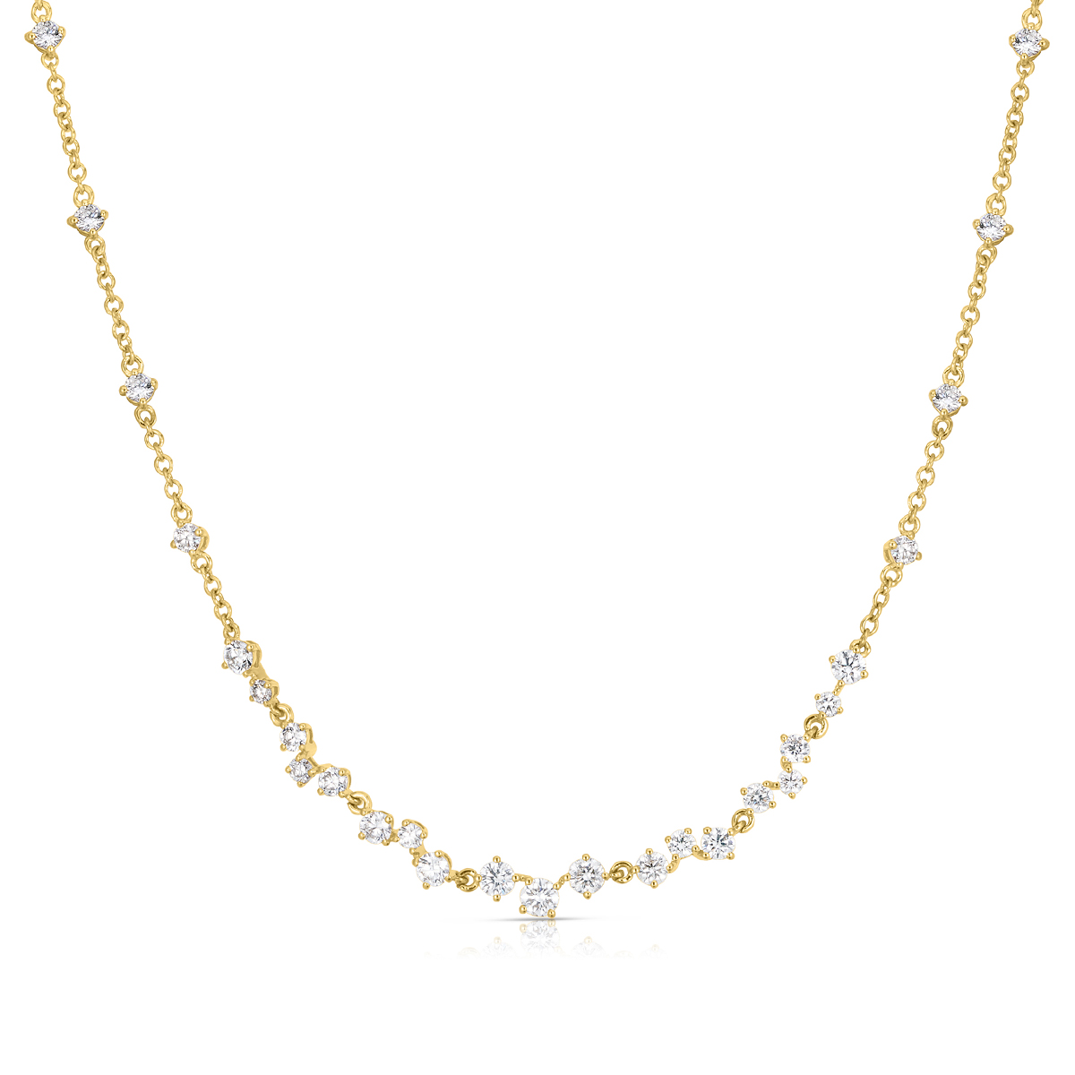 1 ct. tw. Diamond Staggered Chain Necklace in 14K Yellow Gold - Riddle ...