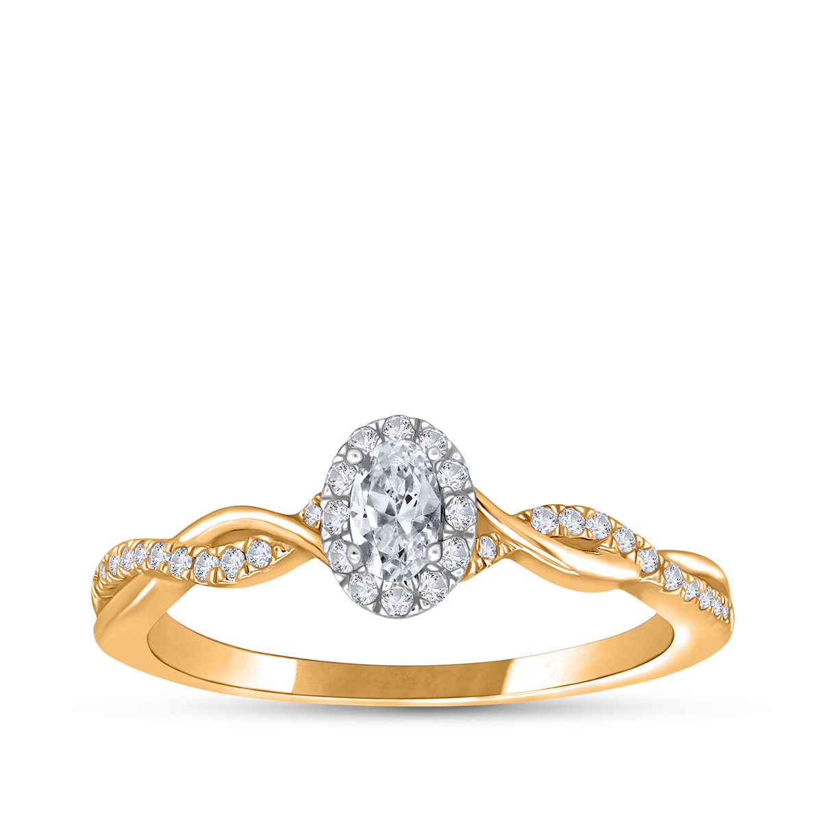 True Promise 1/3 ct. tw. Oval Diamond Halo Twist Engagement Ring in 10K ...