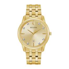 Bulova Men's Sutton Gold-Tone Stainless Steel Watch with Diamonds on ...